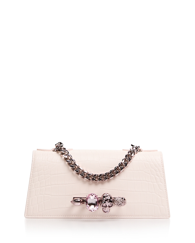 ALEXANDER MCQUEEN croco embossed leather shoulder bag